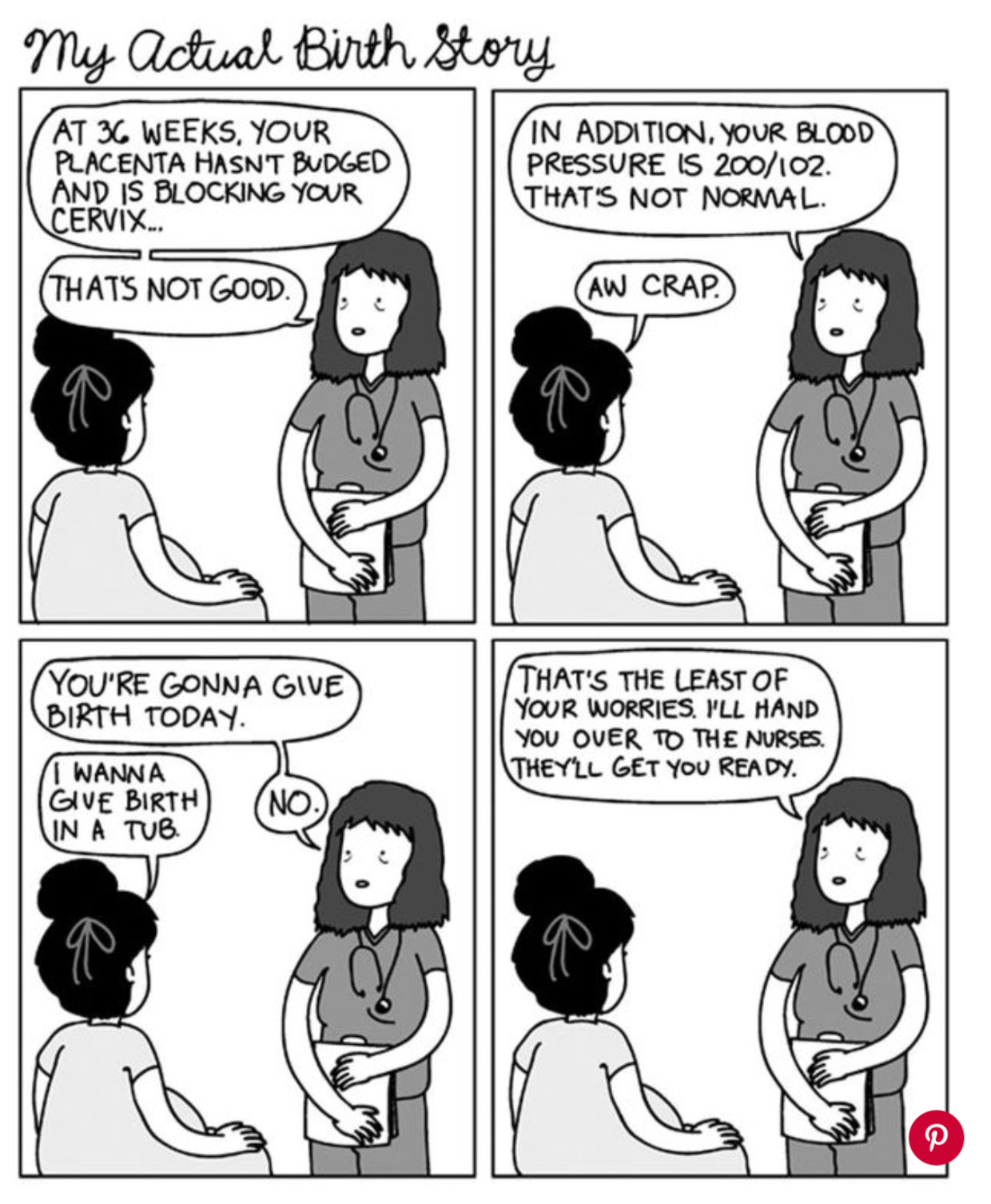 De bevalling in 8 cartoons: verwachting versus realiteit - Ouders van Nu